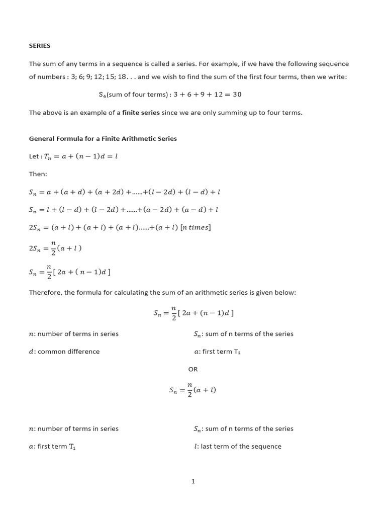Arithmetic and Geometric Series Explained | PDF | Series (Mathematics ...