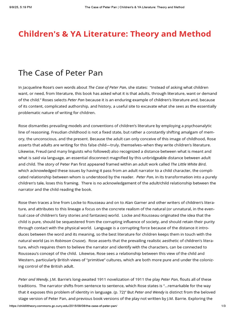Analyzing Peter Pan's Literary Impact | PDF | Children's Literature ...