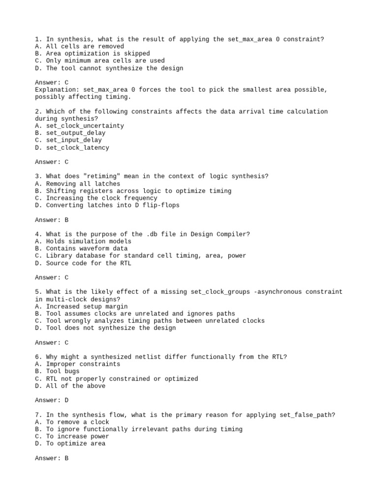 Synthesis Constraints and Optimization Guide | PDF | Electronics ...