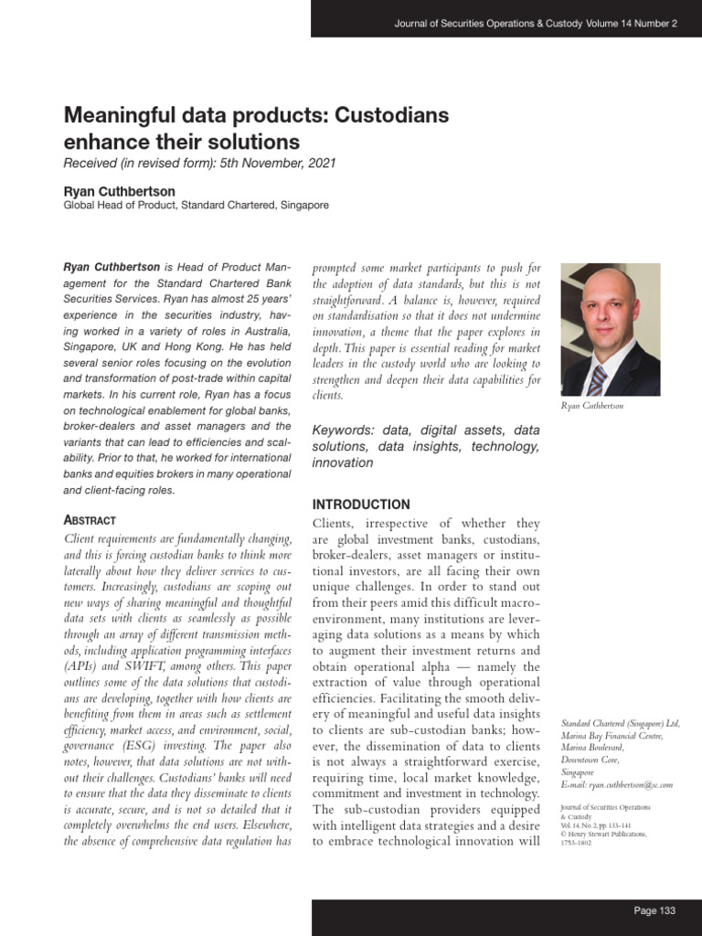 Enhancing Custodian Data Solutions | PDF | Securities (Finance ...