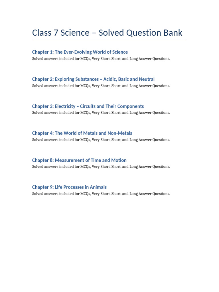 Class7 Science Solved QuestionBank | PDF