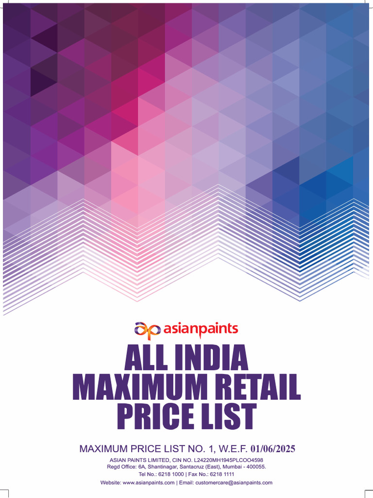 Asian Paints Price List 2025 | PDF | Paint | Brown