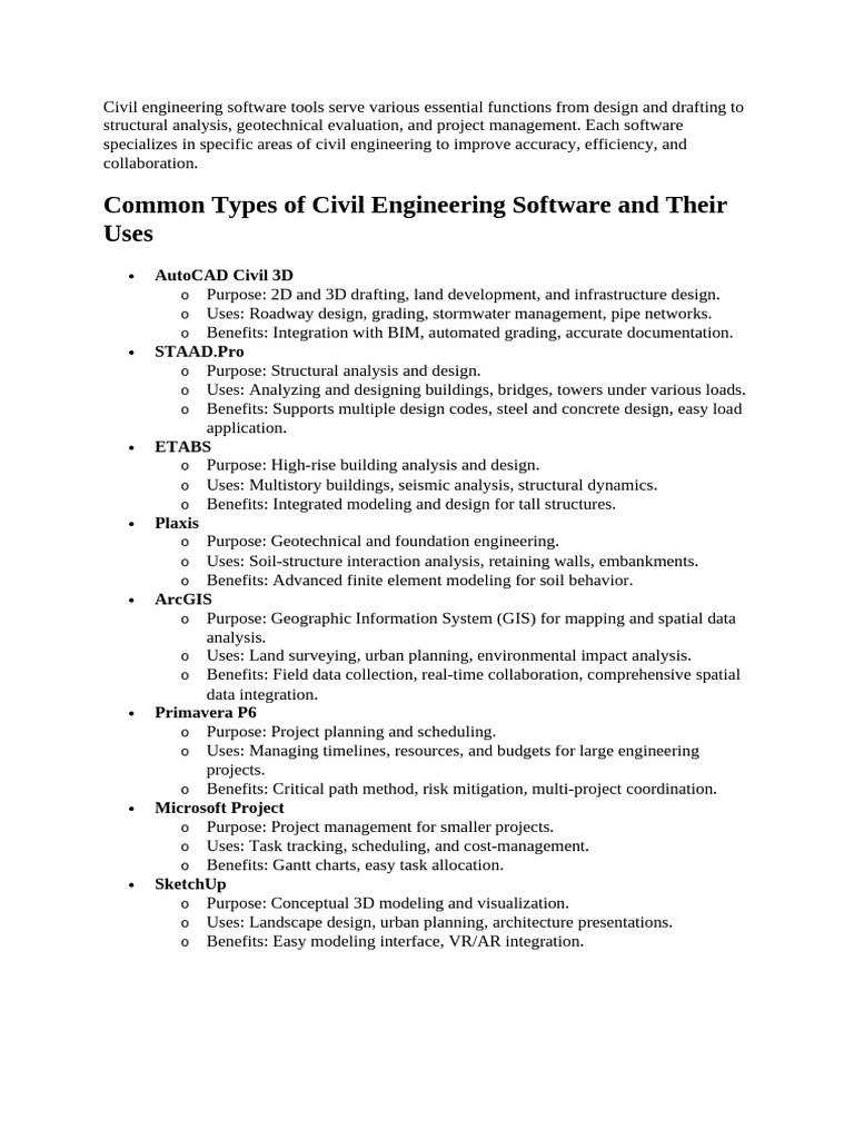 Essential Civil Engineering Software Tools | PDF | Civil Engineering ...