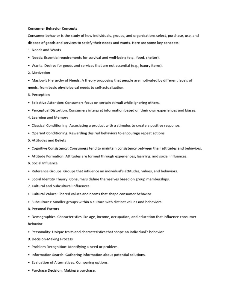 Key Concepts in Consumer Behavior | PDF | Attitude (Psychology ...