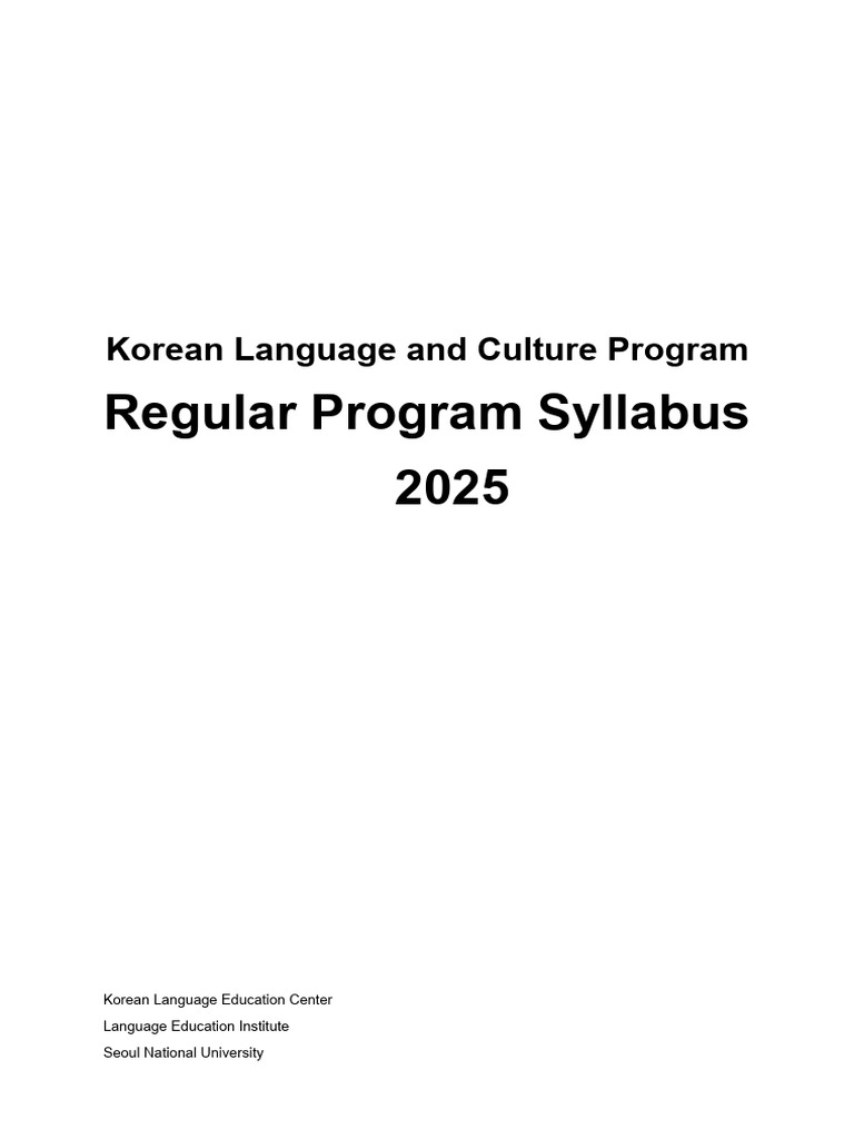 Korean Language Syllabus 2025 Overview | PDF | Korean Language ...