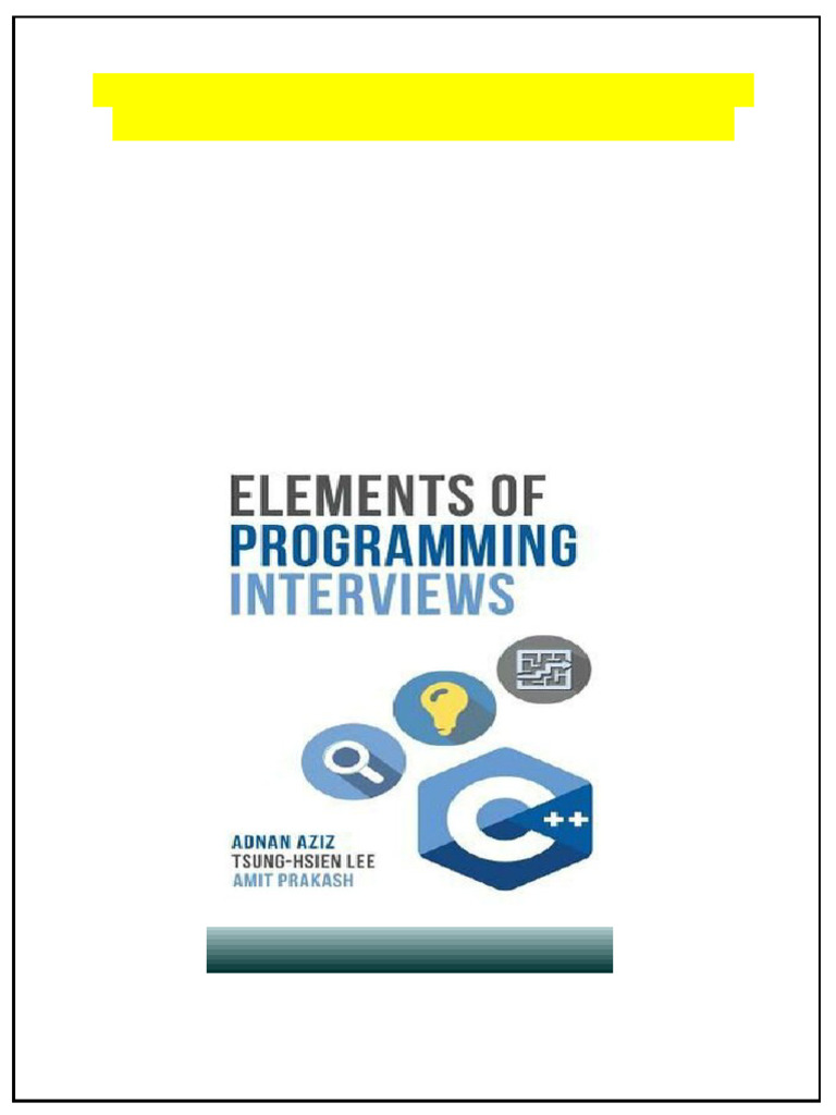 Elements of Programming Interviews The Insiders Guide 2nd Edition Adnan Aziz available full ...