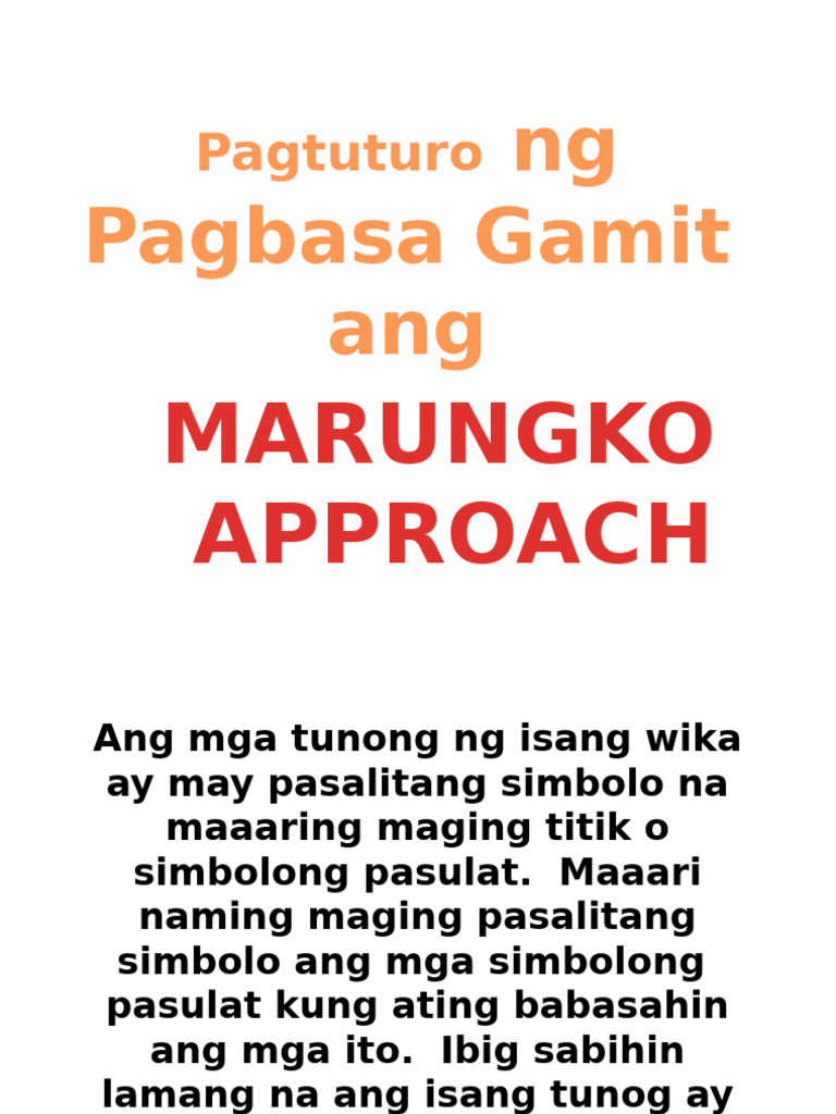 Marungko Approach | PDF