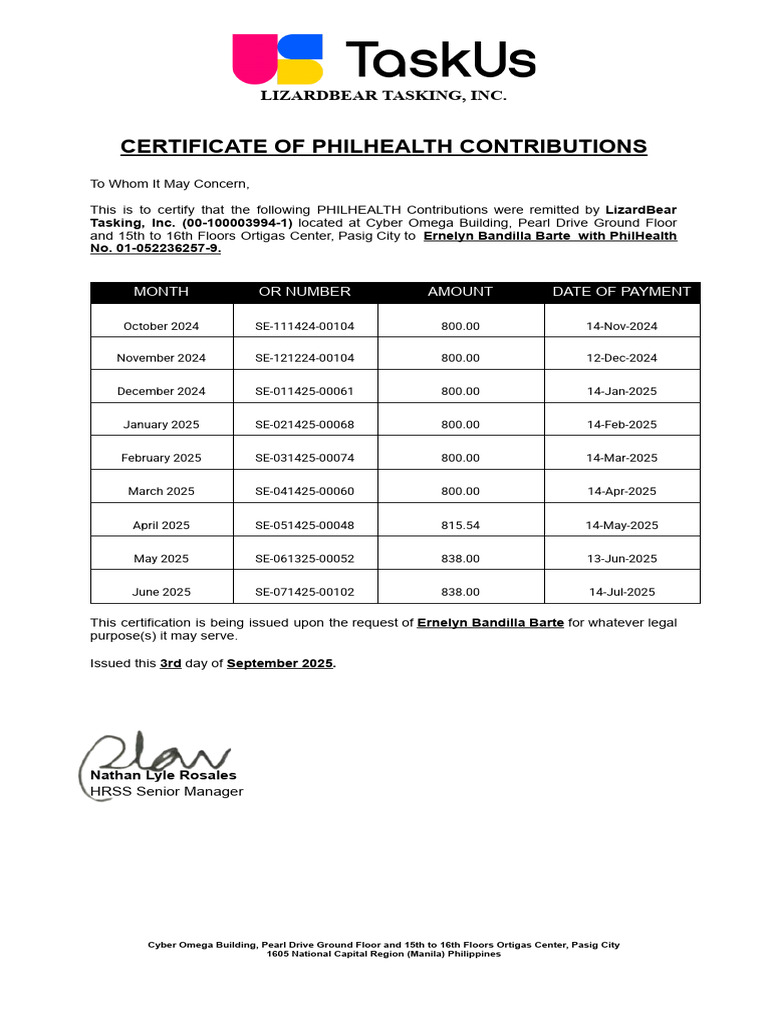 LBTI - Certificate of Contributions | PDF
