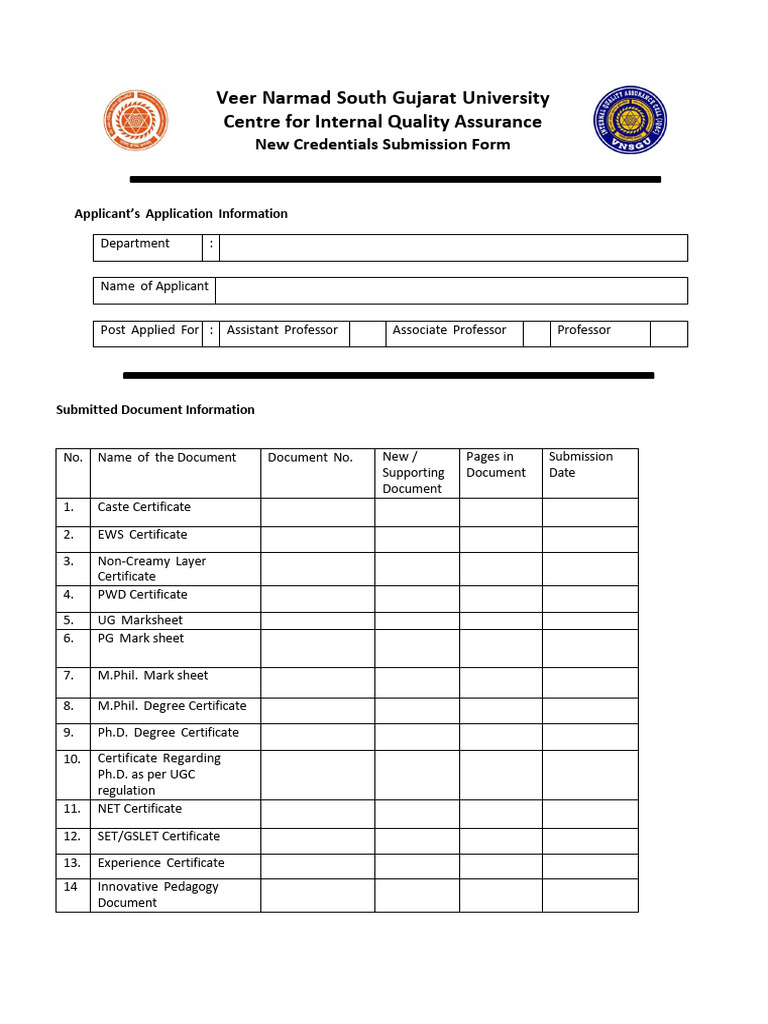 New Credential Submission Form | PDF