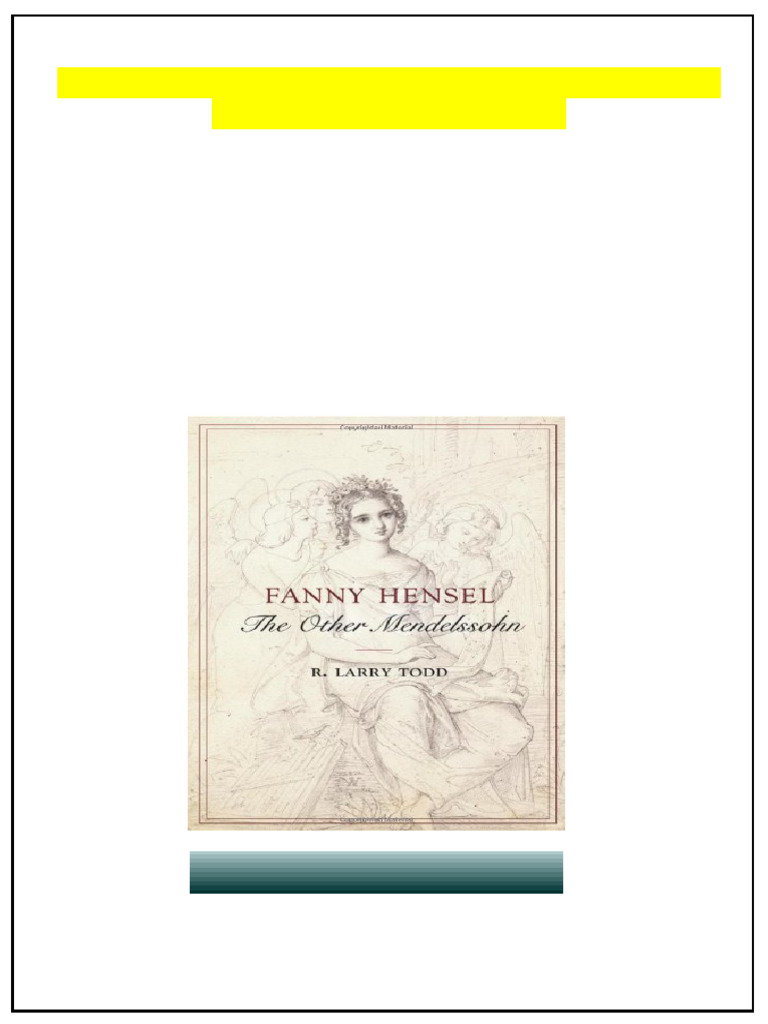 Fanny Hensel The Other Mendelssohn 2009 1st Edition R. Larry Todd ...