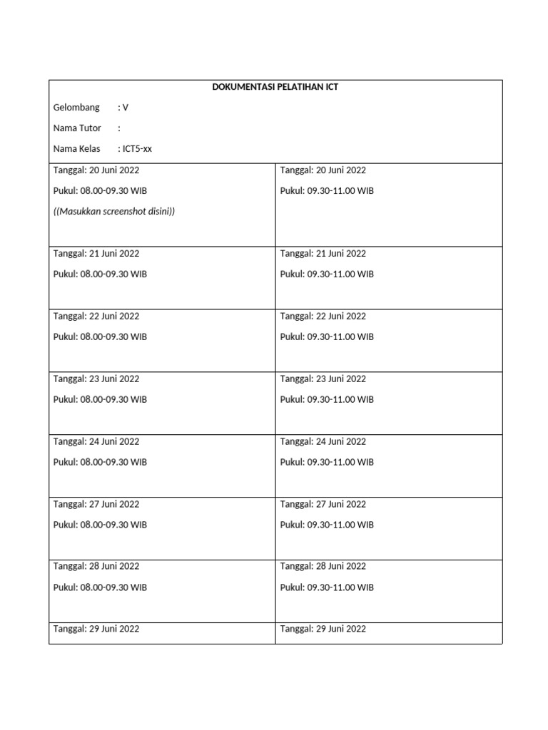 Template Dokumentasi ICT GEL V | PDF