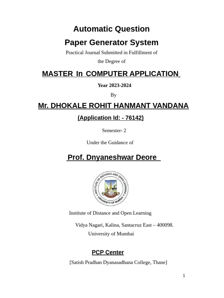 Automatic Question Paper Generator System | PDF | World Wide Web ...