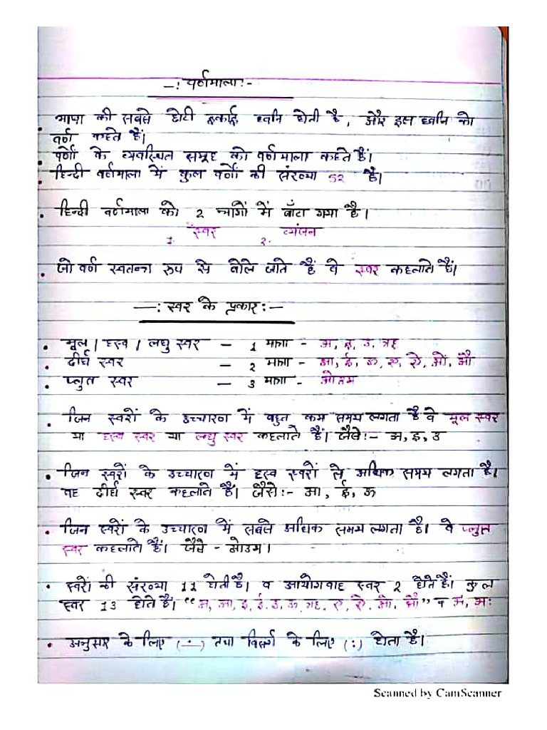 Hindi Grammar Handwritten Notes... | PDF