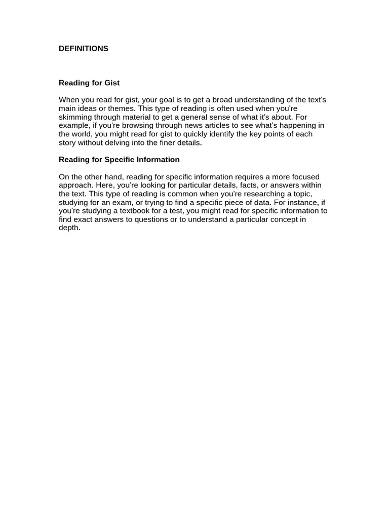 Understanding Reading for Gist | PDF