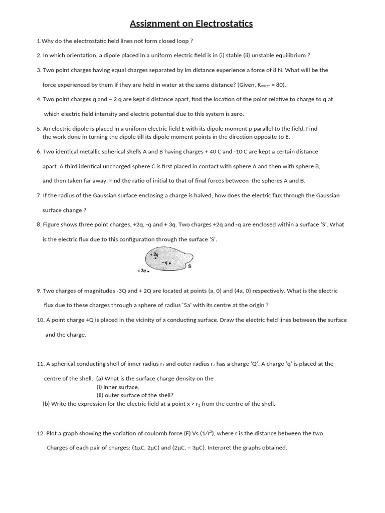 Assignment Electrostatics | PDF | Capacitor | Capacitance