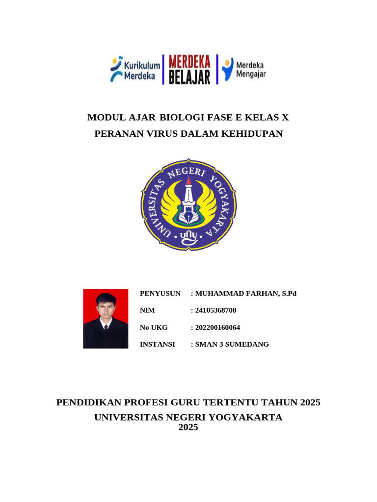 Modul Ajar Peranan Virus - Muhammad Farhan - 24105368708 | PDF