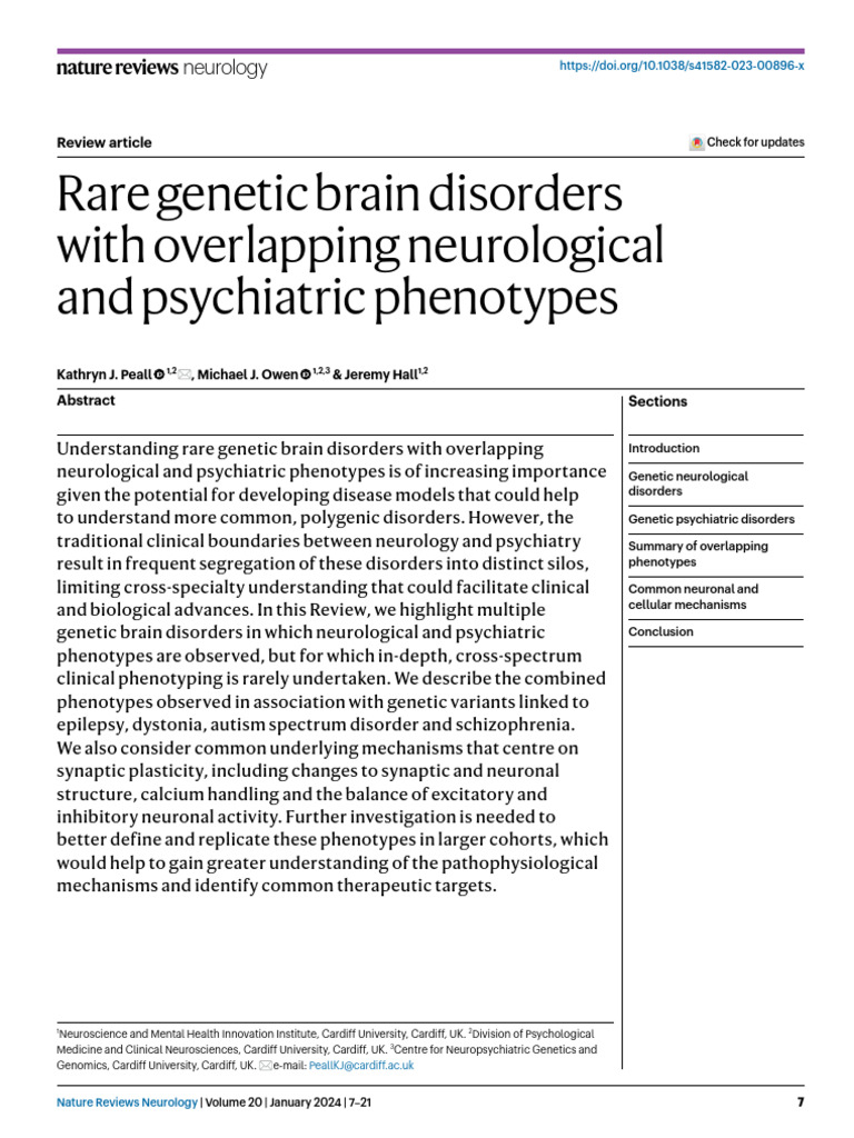 Rare Genetic Brain Disorders Overview | PDF | Autism | Attention ...