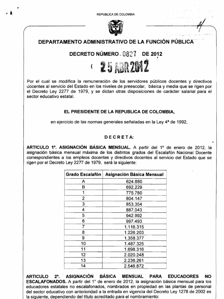 Tabla Salarial Docente Del 1277 en El 2012 | Descargar gratis PDF ...