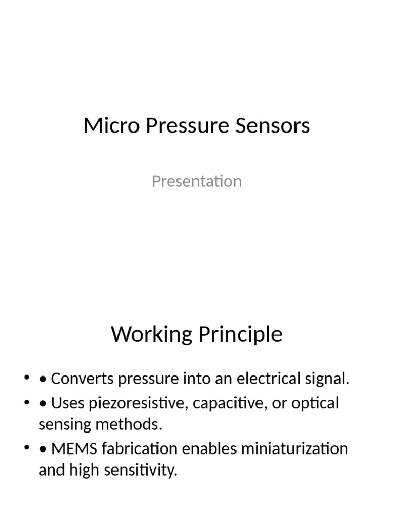 Micro Pressure Sensors Overview | PDF