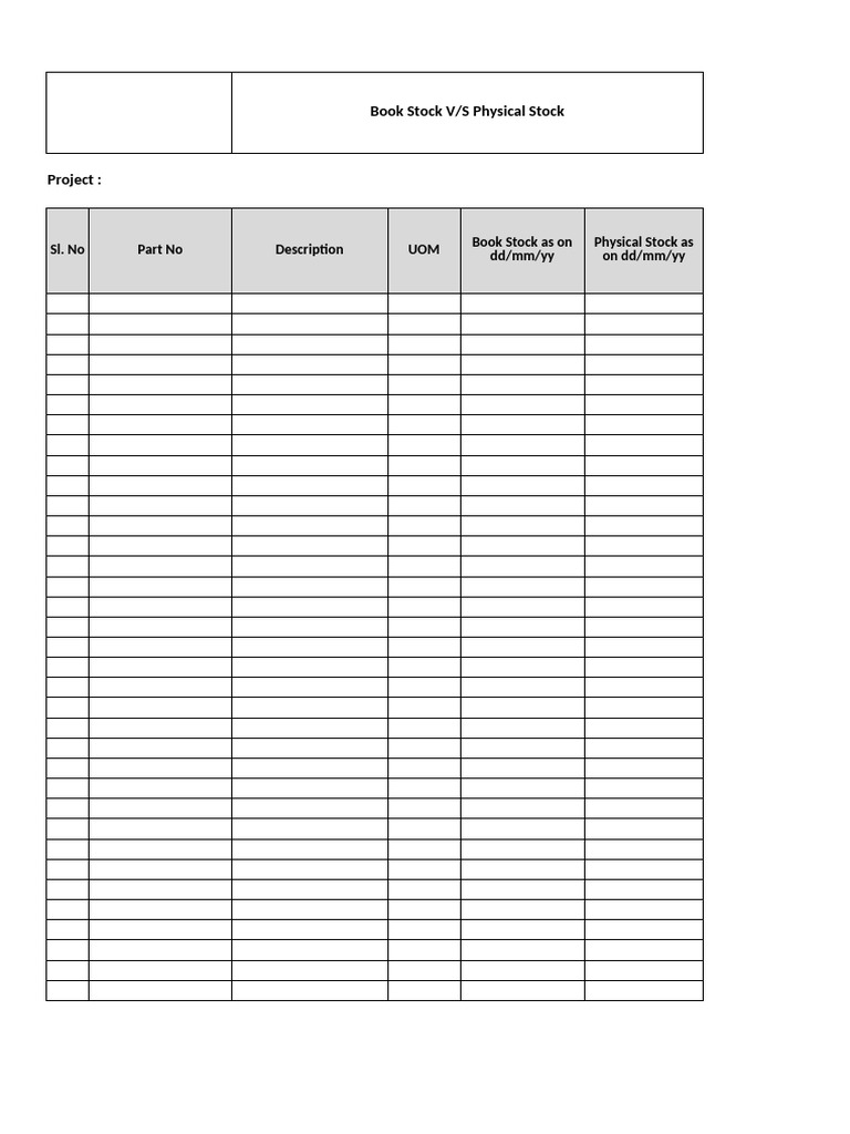 Book Vs Physical Stock | PDF
