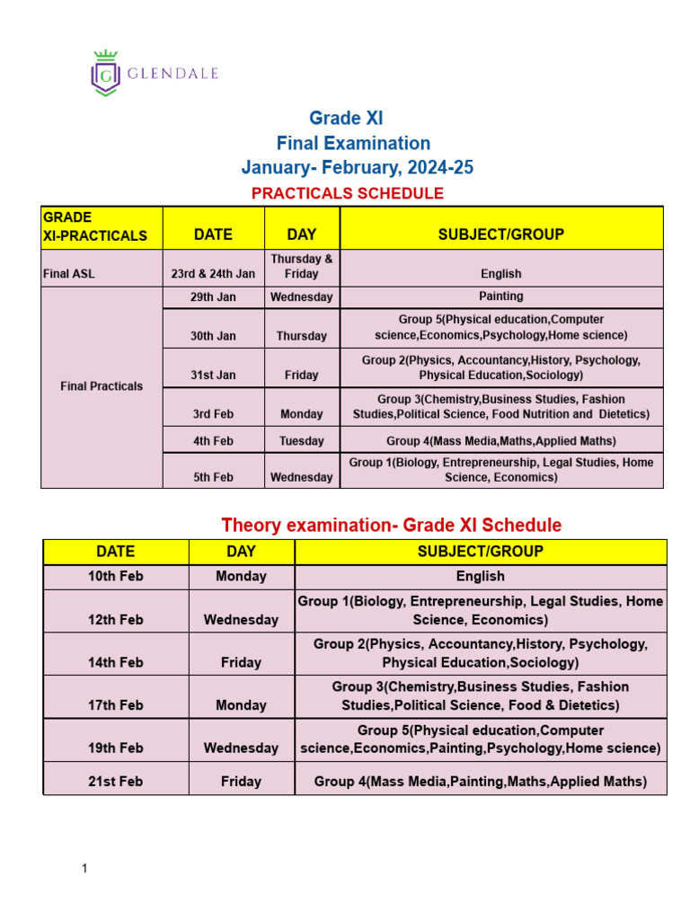 Grade XI Final Exam Schedule 2024-25 | PDF | Acid | Leaf