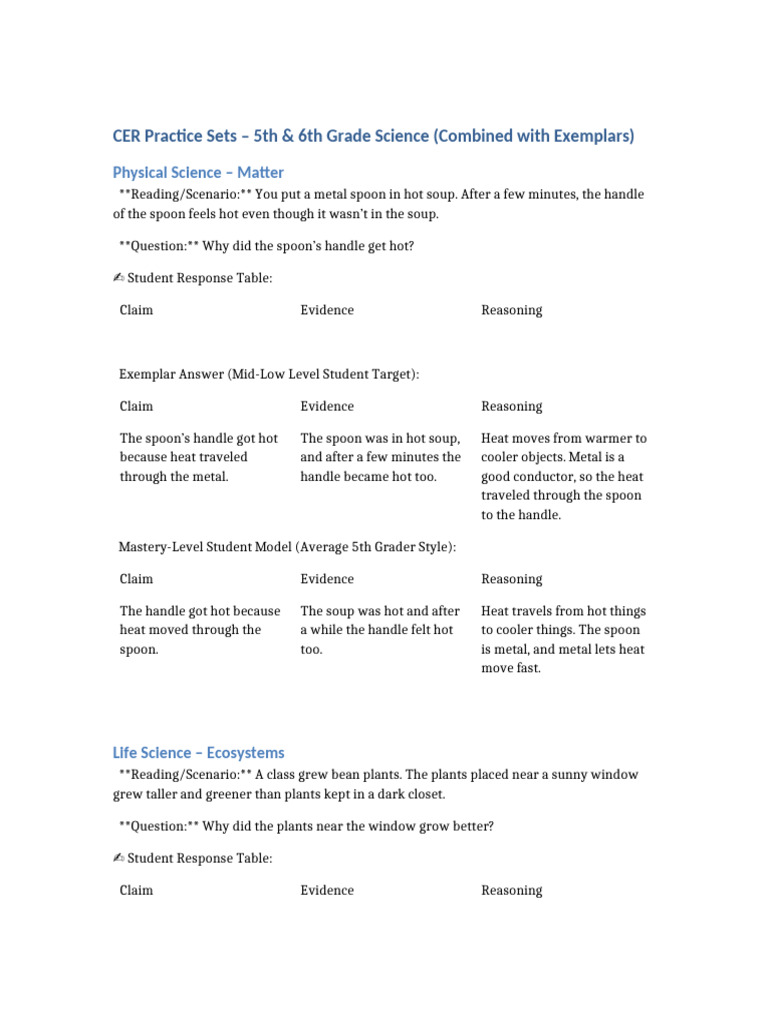 CER Practice Sets Combined With Mastery | PDF | Moon | Water
