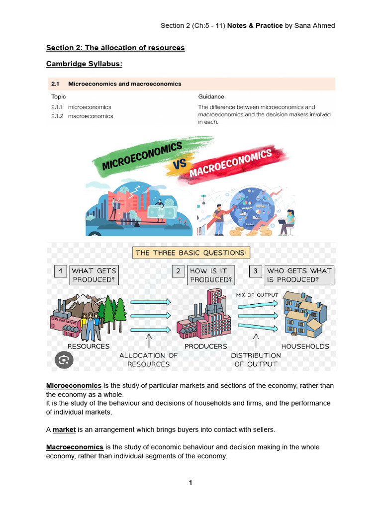 Microeconomics Resource Allocation Notes | PDF | Demand | Supply ...