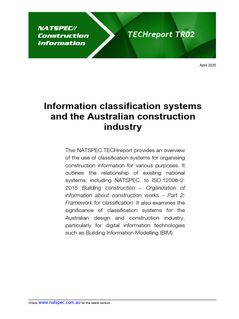 TR02 Information Classification Systems | PDF | Interoperability | Building Information Modeling