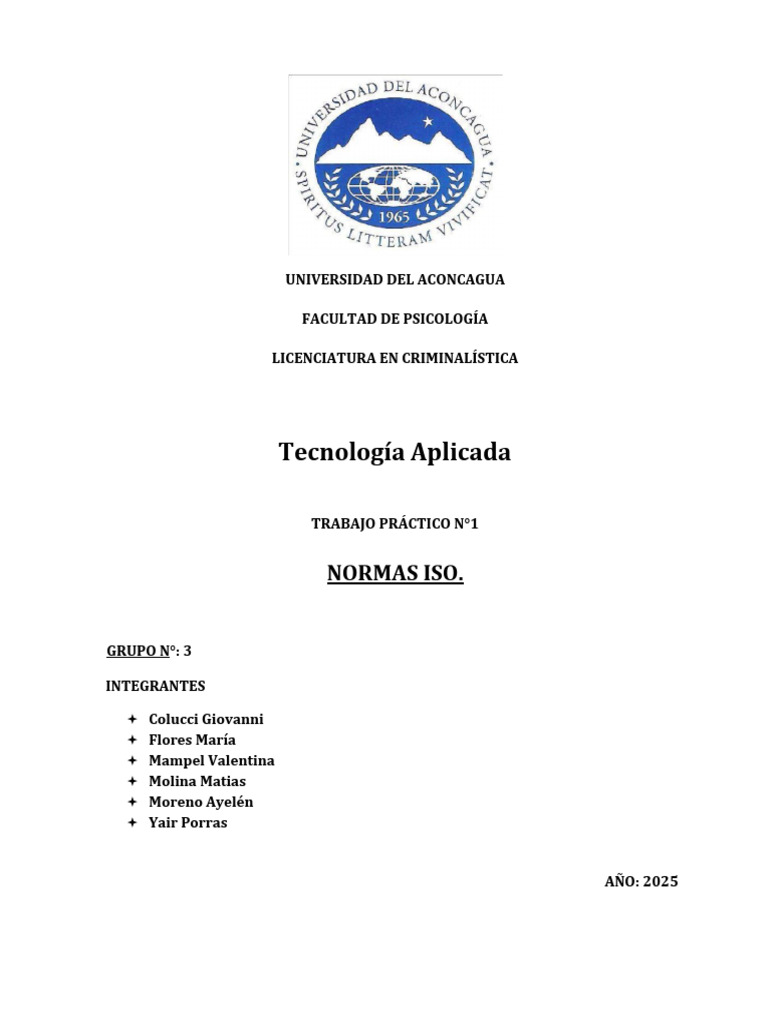 TP1 Normas ISO Grupo 3 | PDF | Sistema de manejo de calidad | Calidad (comercial)