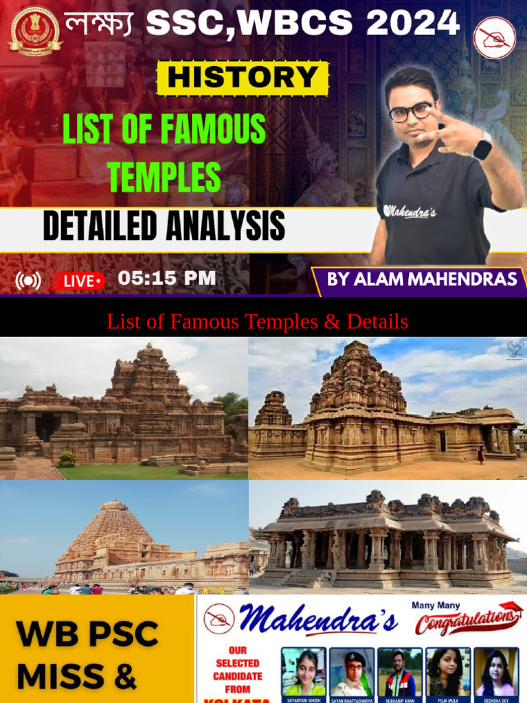 List of Famous Temples and Details Part | PDF | South India