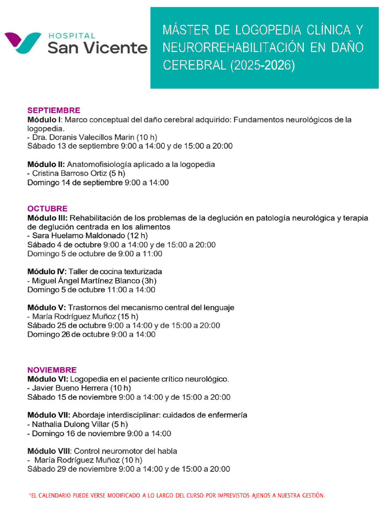 CALENDARIO-MASTER-LOGOPEDIA-V-EDICION-2025-2026-1-1-1 | PDF