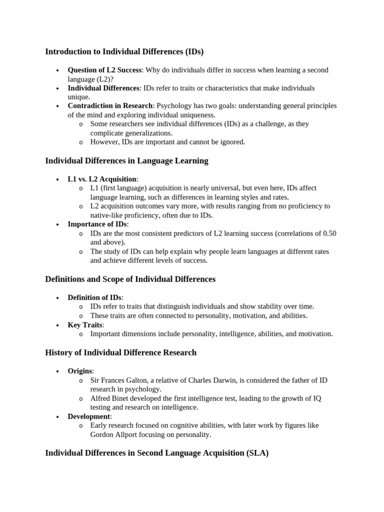 Understanding Individual Differences in L2 Learning | PDF | Second ...