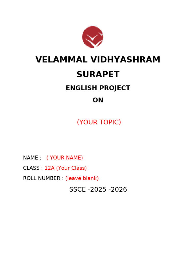 Class 12 English Project Cover Page | PDF