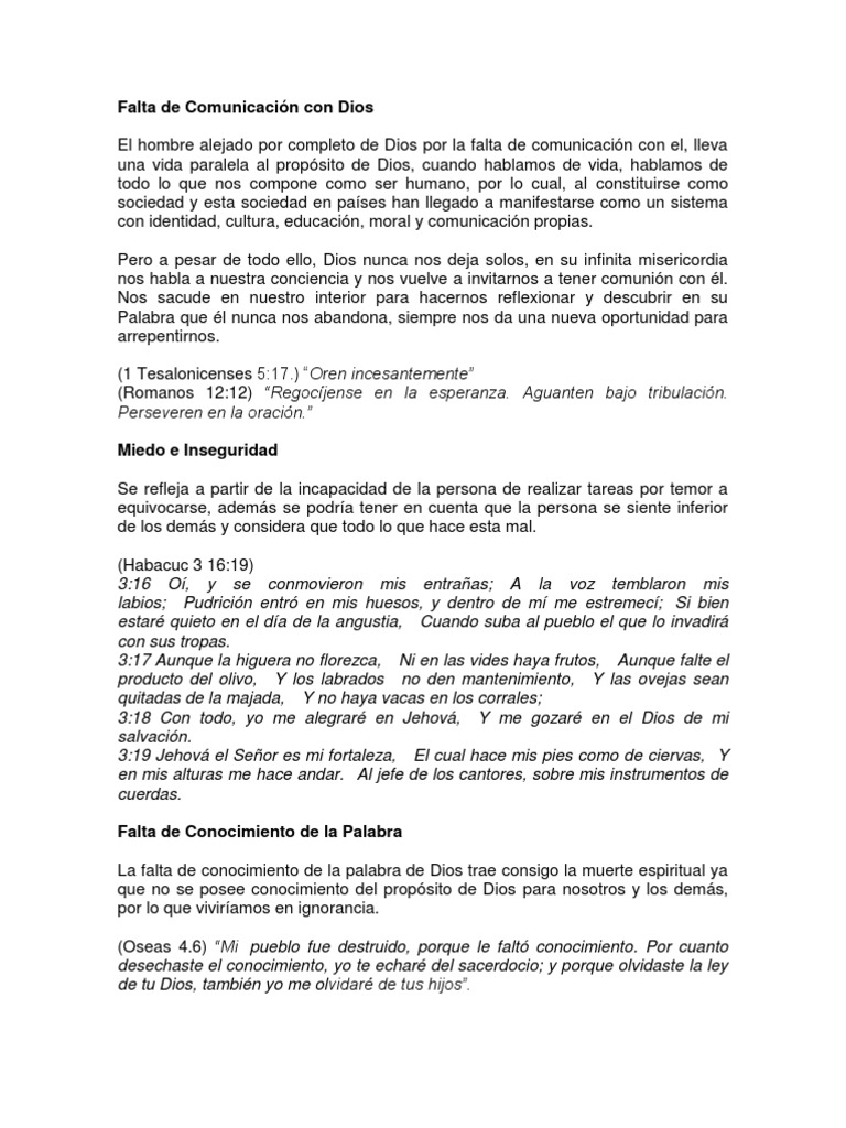Falta de Comunicación Con Dios | PDF