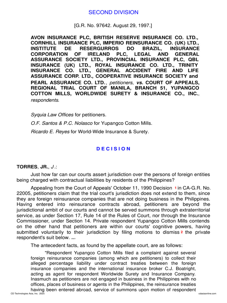 Avon Insurance PLC v. Court of Appeals | PDF | Lawsuit | Complaint