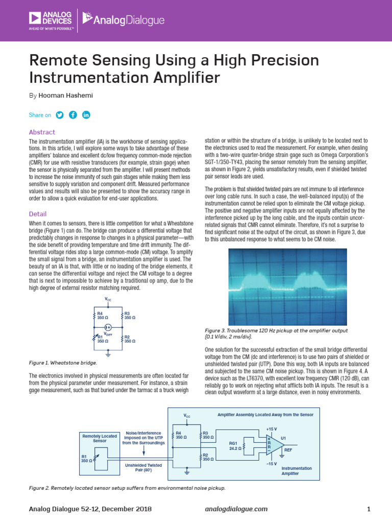 Remote Sensing Using A High Precision Instrumentation Amplifier | PDF ...