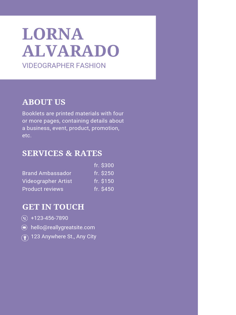 Videographer Fashion Influencer Rate Card | PDF