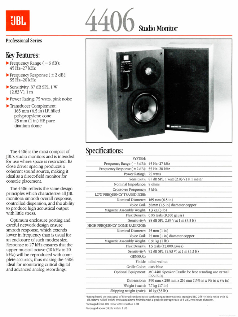 Hfe JBL 4406 Brochure 1990 en | PDF