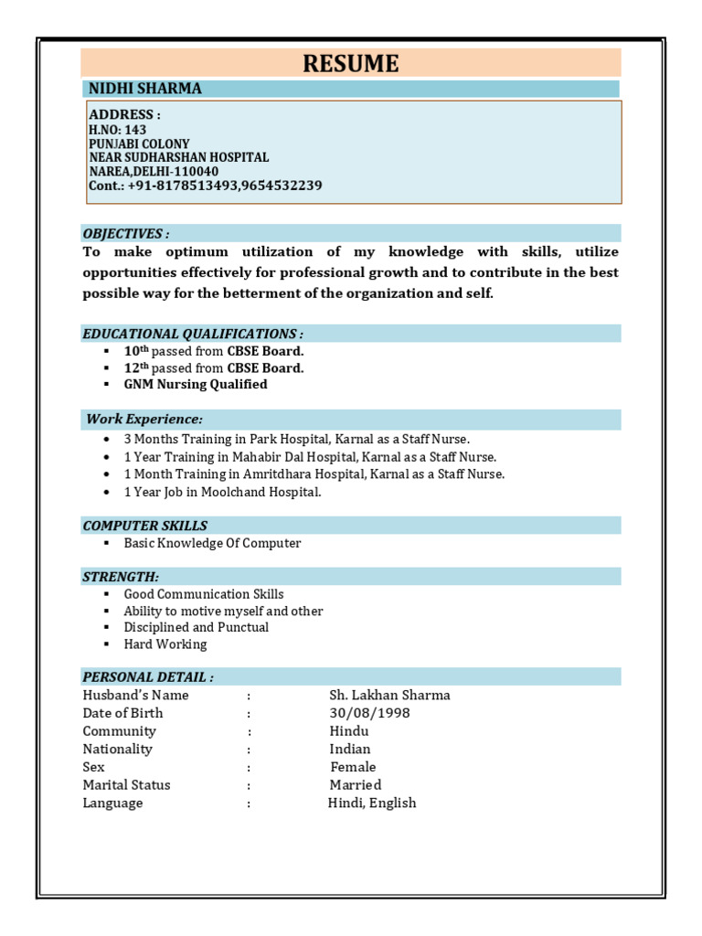 Nidhi Sharma Resume | PDF