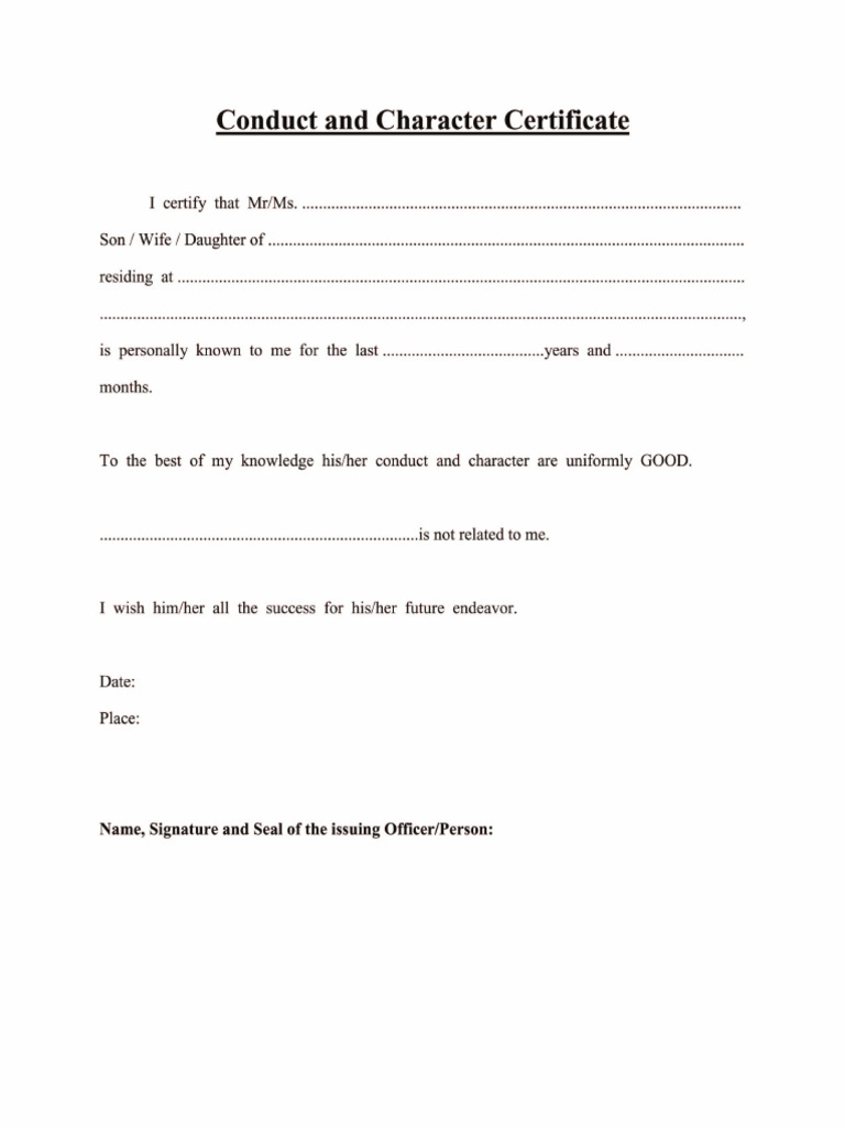 Character Certificate 2 | PDF