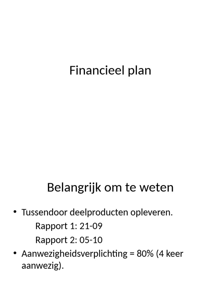 Project Financieel Plan Uitleg 2025 | PDF