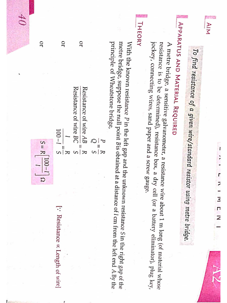 Metre Bridge Exp | PDF