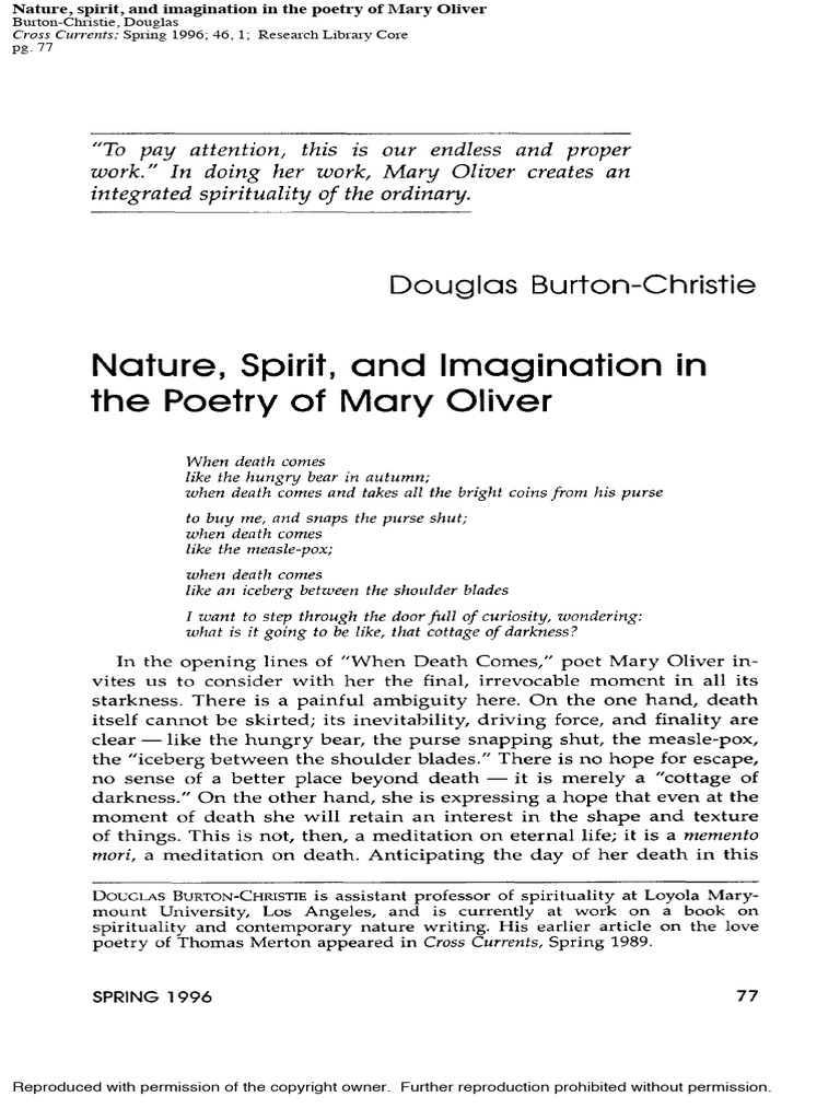 Nature Spirit and Imagination in The Poe | PDF