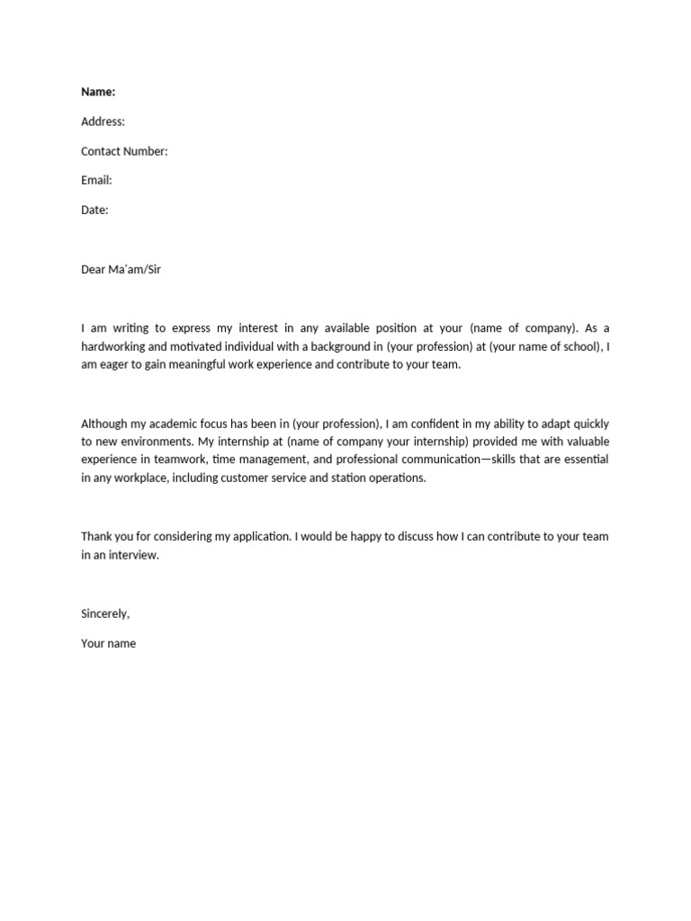Job Application Cover Letter Template | PDF