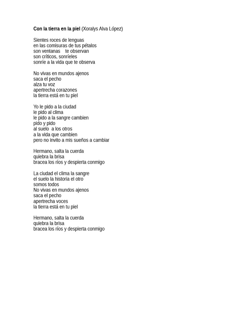 Con La Tierra en La Piel (Xoralys Alva López) | PDF