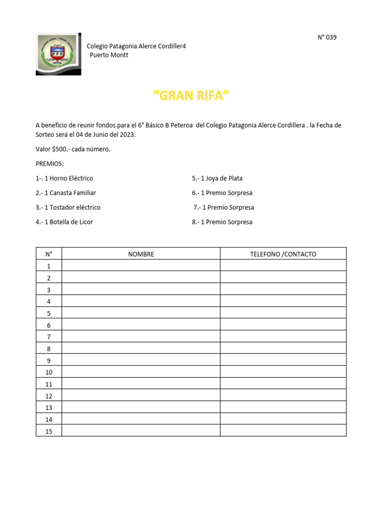 Rifa N°039 Thomas Soto | PDF