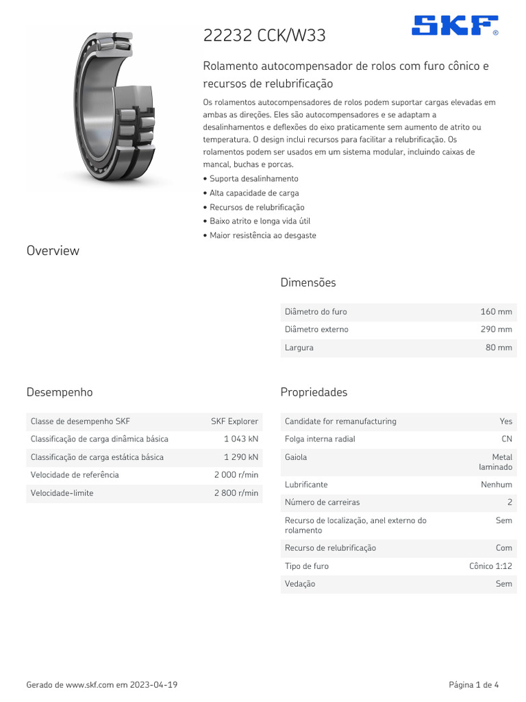 SKF 22232 CCK_W33 Specification | PDF | Software de aplicação | Programas