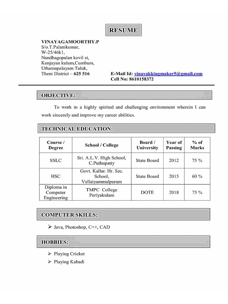 Vinayak Resume | PDF