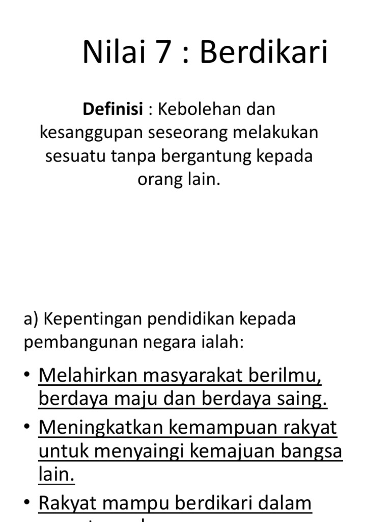 Nilai 7 Berdikari | PDF