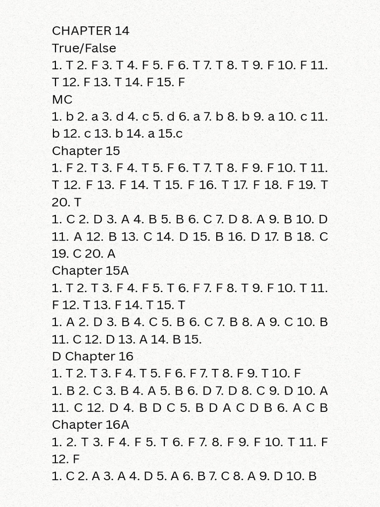 Chapter 14-16A AnsKey | PDF